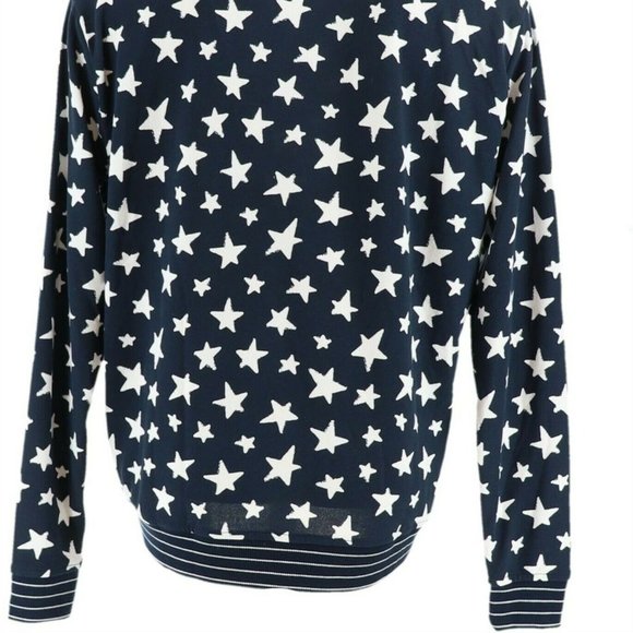 AnyBody | Tops | Anybody Printed Hacci Sweatshirt Top Stars Navy | Poshmark